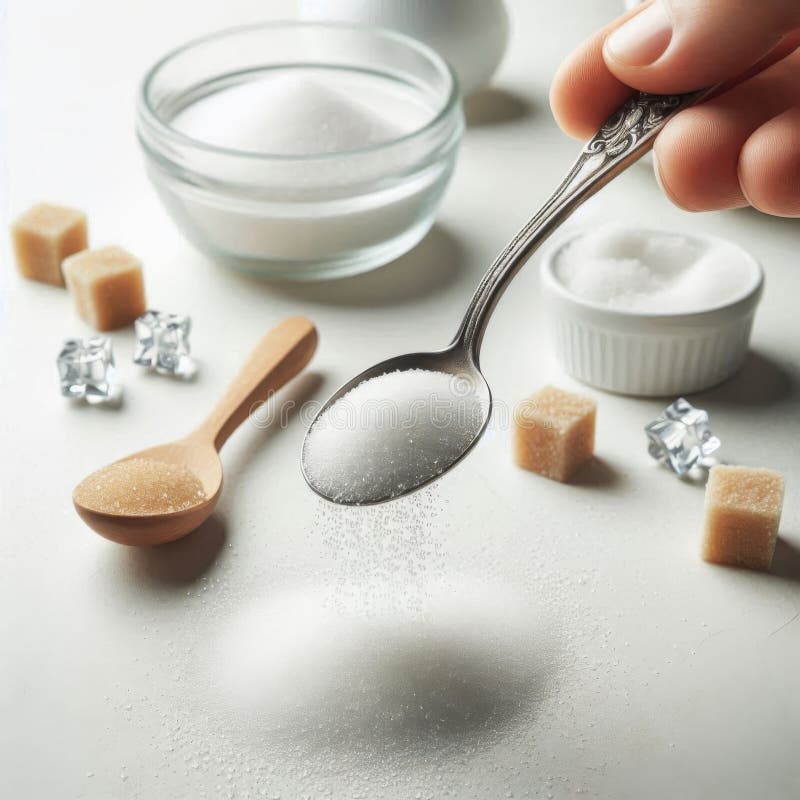 Spoon Adding Sugar on White Background, Clean and Simple Stock ...