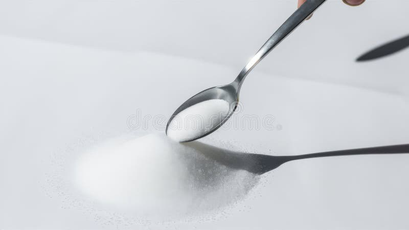 Spoon Adding Sugar on White Background, Clean and Simple Stock ...