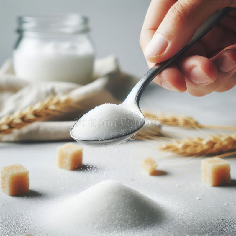 Spoon Adding Sugar on White Background, Clean and Simple Stock ...