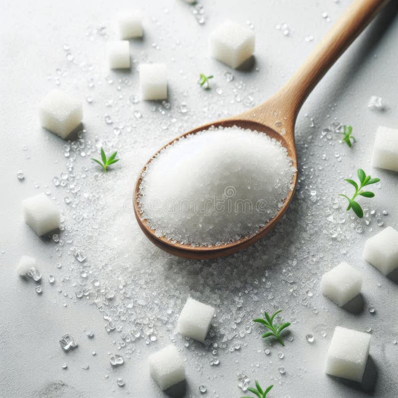 Spoon Adding Sugar on White Background, Clean and Simple Stock ...