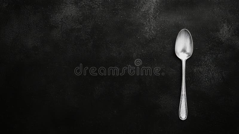 A Spoon on a Black Background. Stock Photo - Image of background, stone ...