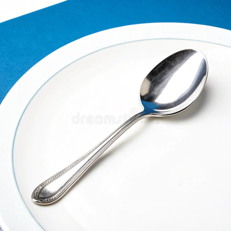 Spoon with Blue Background Isolated on White Background Stock ...