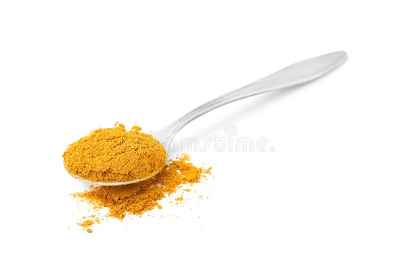 Spoon with Curry Powder Isolated on White Stock Image - Image of ...