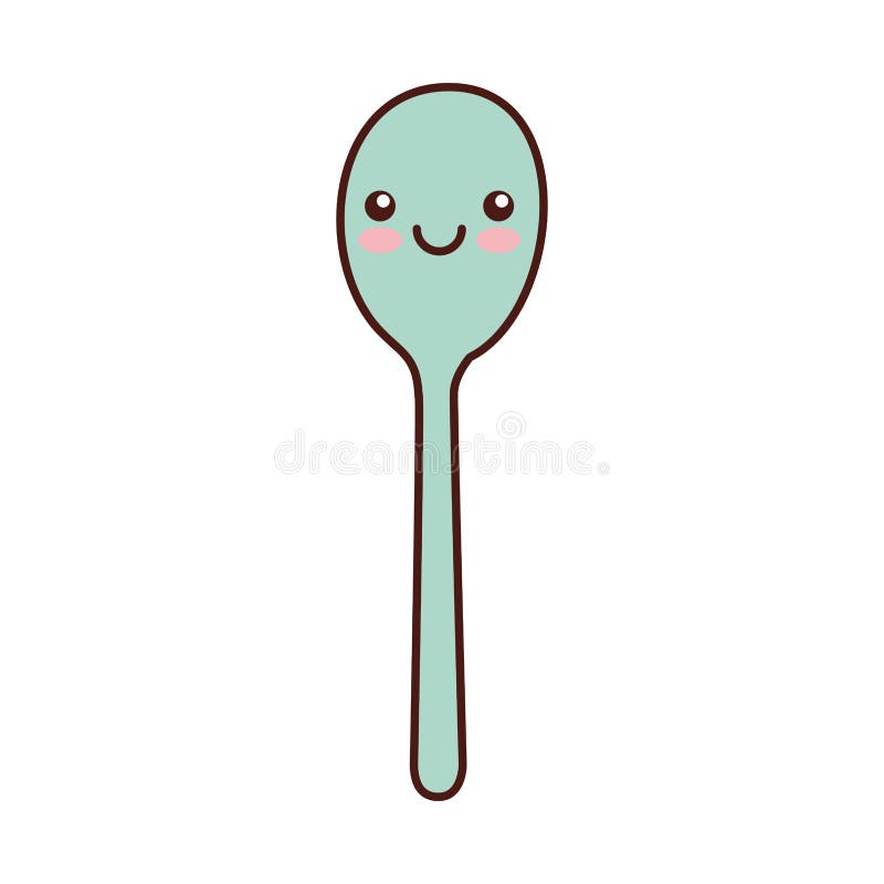 Spoon Cutlery Kawaii Character Stock Vector - Illustration of spoon ...