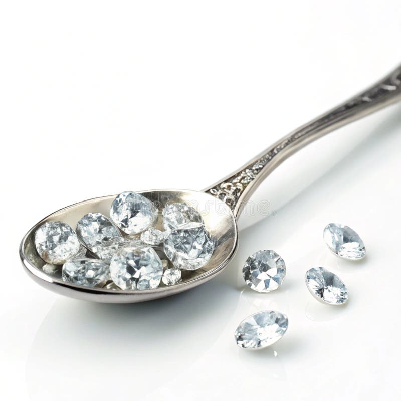 A spoon with diamonds stock illustration. Illustration of shiny - 357701539