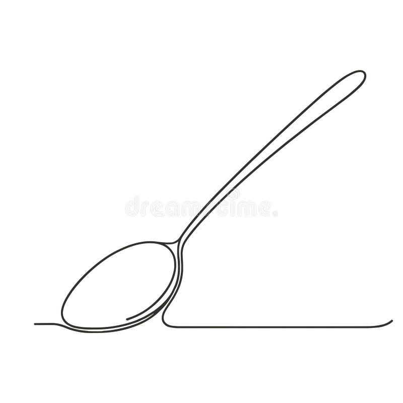 A Spoon is Drawn in a Line, with the Handle Pointing To the Right Stock ...