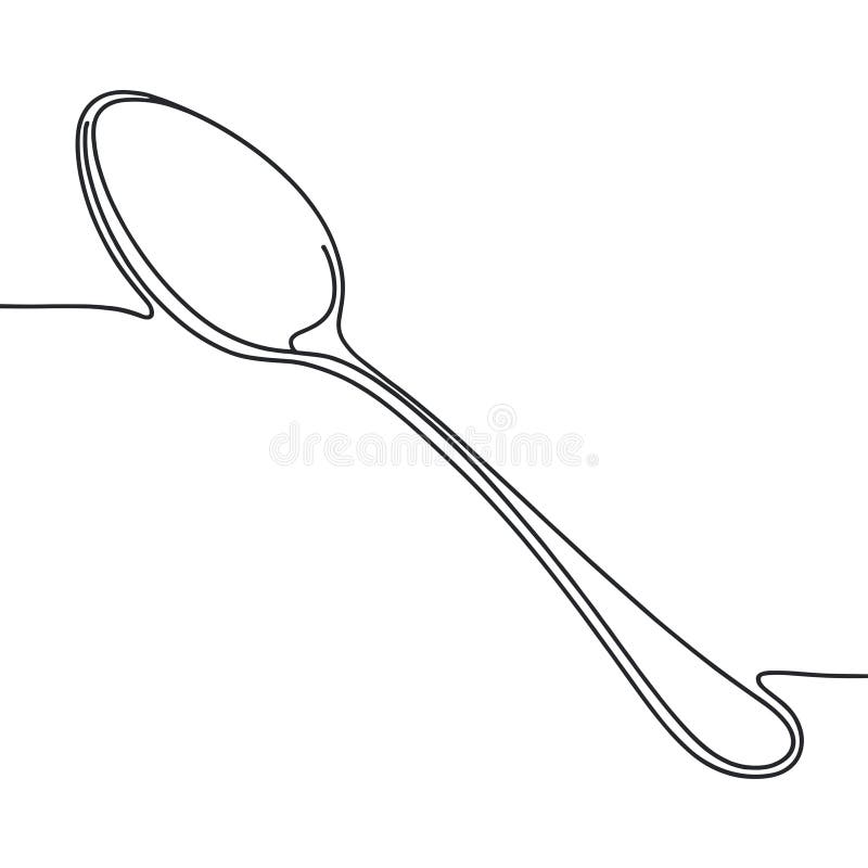 A Spoon is Drawn in a Lineart Style Stock Illustration - Illustration ...