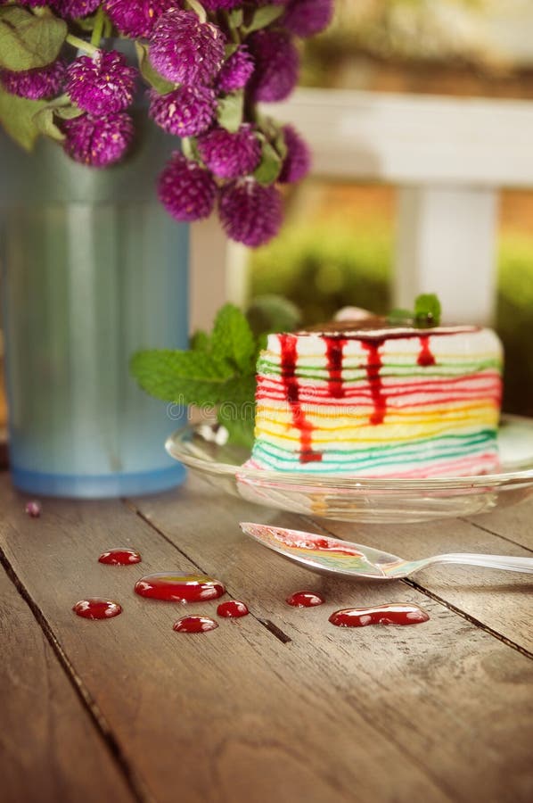 Spoon with Drops of Jam Infront of Cake Stock Image - Image of spoon ...