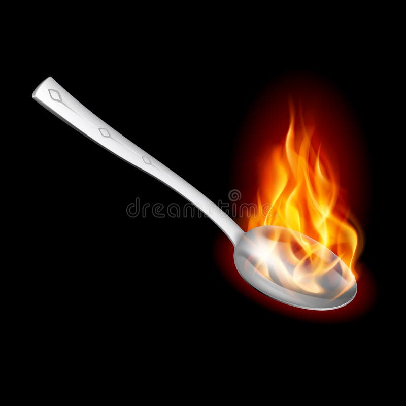 Spoon with Fire stock vector. Illustration of fire, chrome - 25729884
