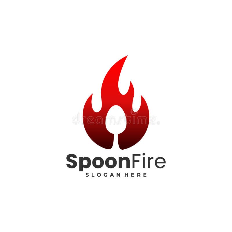 Spoon with a Fire Vector Logo Stock Vector - Illustration of circle ...