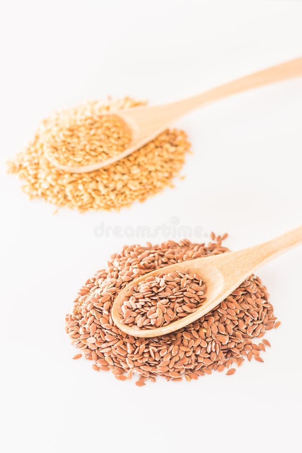 Spoon of Flax Seed on Clean Kitchen Table Stock Photo - Image of herb ...