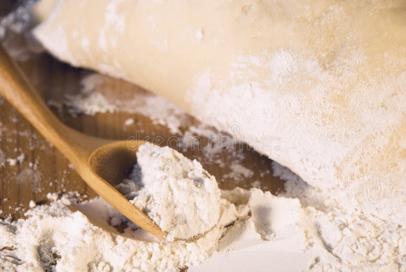 Spoon of flour and dough stock image. Image of homemade - 9090657
