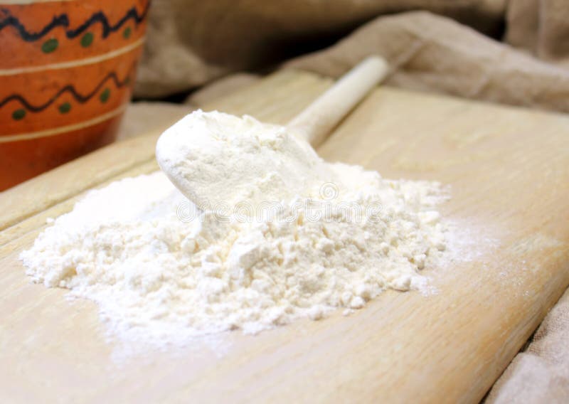 Spoon Flour on a Wooden Board Stock Image - Image of life, spoon: 51271233