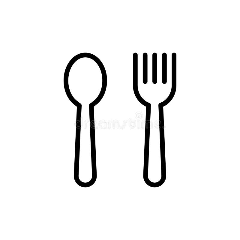 Spoon and Fork Icon Flat Vector Template Design Trendy Stock Illustration - Illustration of ...