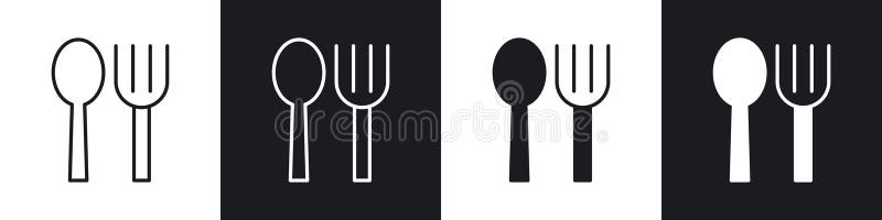 Spoon and Fork icon stock illustration. Illustration of white - 341313842