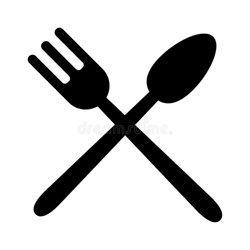 Spoon and Fork Icon in Silhouette Style, Restaurant Business Concept ...