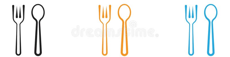 Spoon and Fork Icon Vector Logo Set Collection for Web App Ui Stock ...