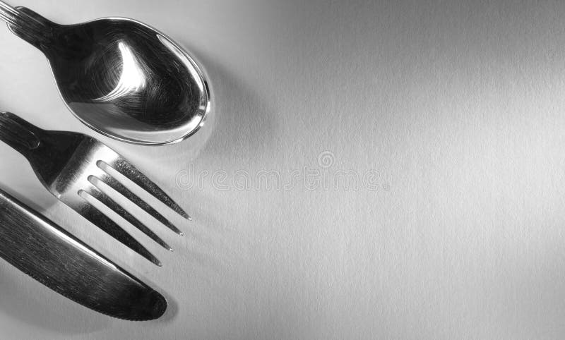 Spoon with Fork Shadow stock photo. Image of mono, chrome - 33269910