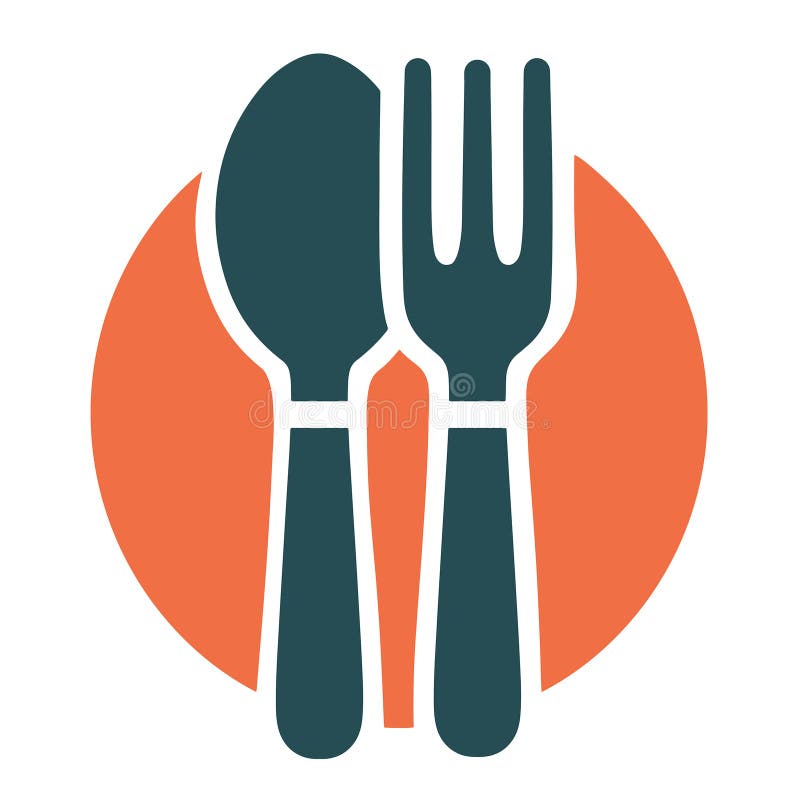 Spoon and Fork in Orange Circle Logo Stock Vector - Illustration of ...