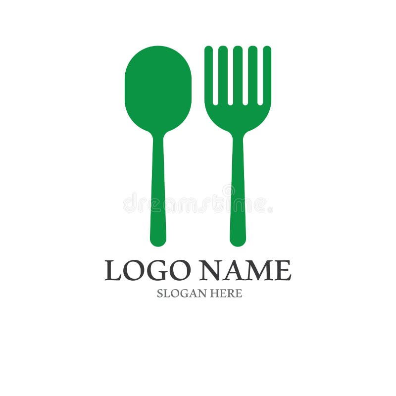 Spoon and Fork Logo with Vector Shape Template Stock Vector - Illustration of fork, silhouette ...