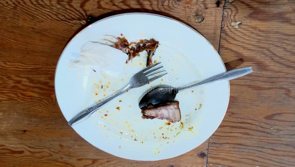 When the Spoon and Fork Meet on the Plate after Lunch Stock Image ...