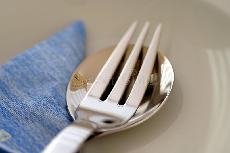 Spoon, Fork, Napkin stock image. Image of napkin, metal - 1811959
