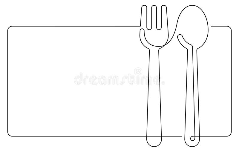 Spoon Fork Place Mat One Line Drawing Continuous Stock Vector ...