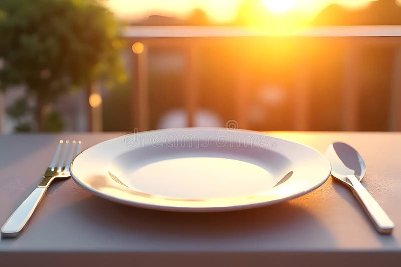 Spoon and Fork are Placed on an Empty Plate after Eating. Represents Eating that is Not Thrown ...