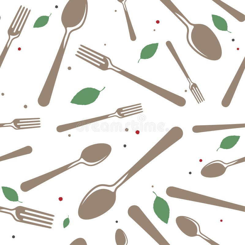 Spoon and Fork Seamless Pastel Pattern for Menu Stock Vector ...