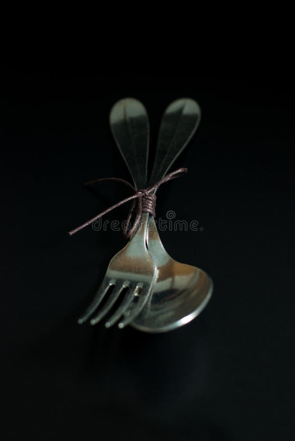 Two Fork Tied by String on Old Wood Stock Image - Image of retro ...