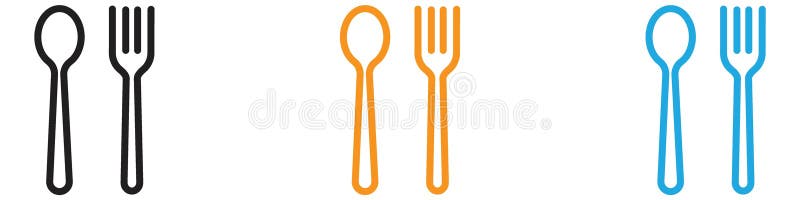 Spoon and Fork Vector Logo Set Collection for Web App Ui Stock Vector ...