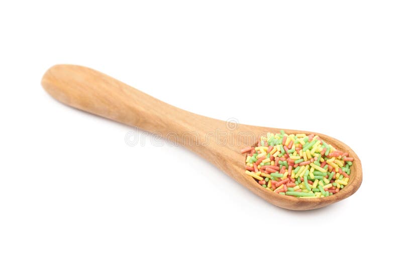 Spoon Full Of Candy Sprinkles Isolated Stock Photo - Image of ...