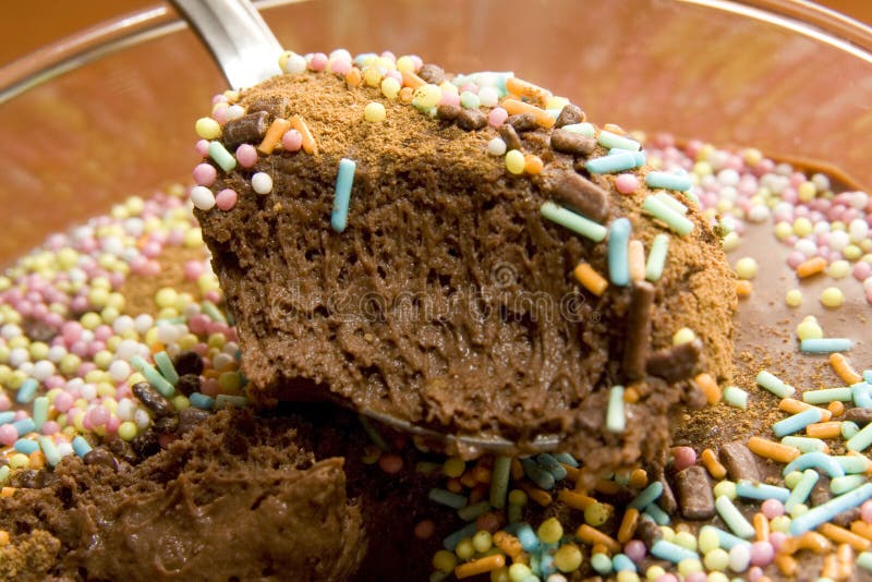 Spoon Full of Chocolate Mousse Stock Photo - Image of dark, focus: 12164852