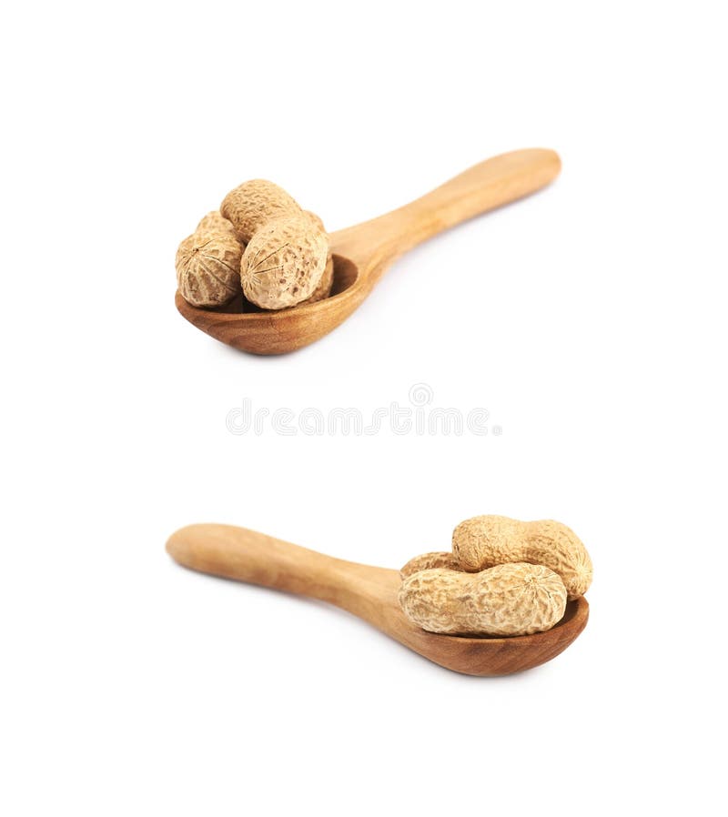 Spoon Full of Peanuts Isolated Stock Photo - Image of background ...
