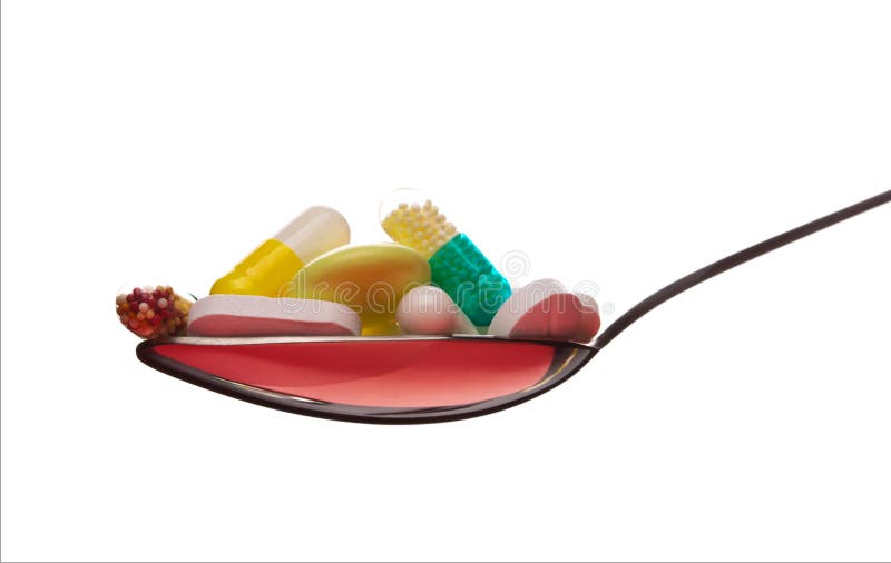 Spoon Full of Various Pills Stock Image - Image of dose, isolated: 26315375