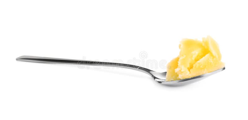Spoon of Ghee Butter Isolated on White Stock Image - Image of culture ...