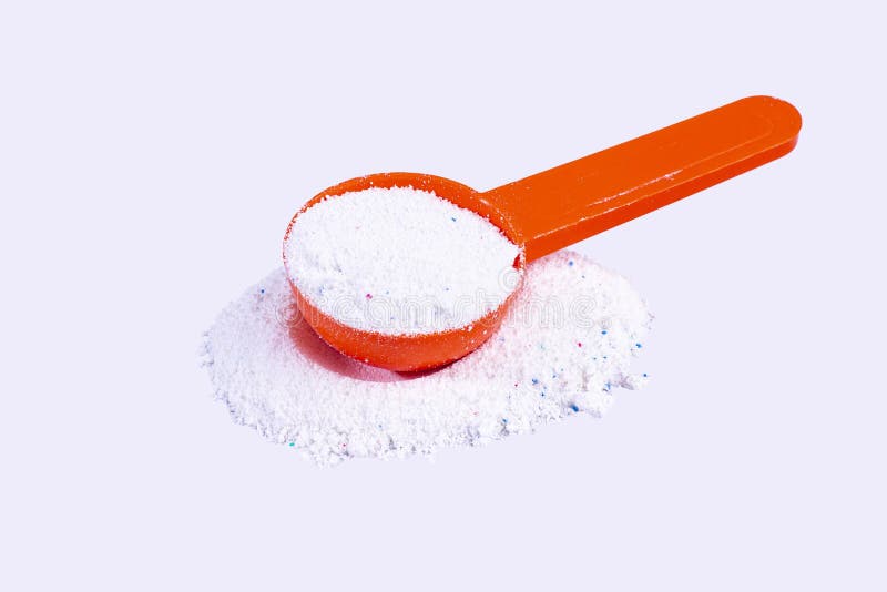 Spoon with Granules of Washing Powder, on White, Isolate Stock Image ...