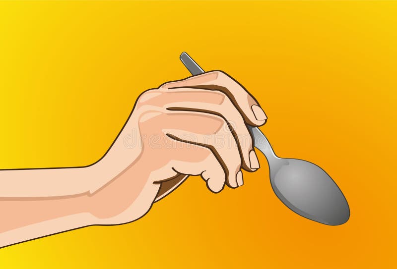 Spoon in hand stock vector. Illustration of sign, hand - 44042528