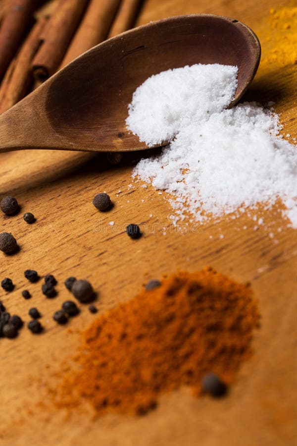 Spoon and Heap of Spices on the Table Stock Photo - Image of cinnamon ...