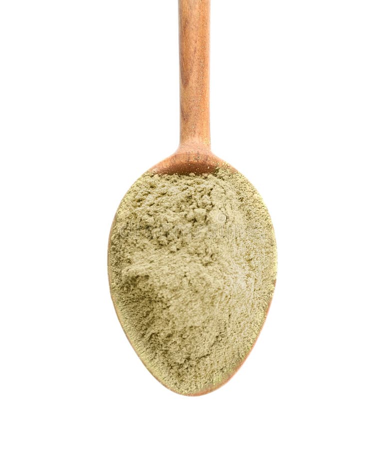Spoon with Hemp Protein Powder on White Background Stock Photo - Image ...