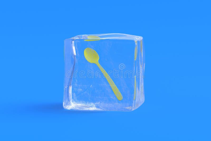 Spoon in ice cube stock illustration. Illustration of cooking - 260390201