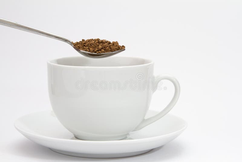Spoon of Instant Coffee Granules with Cup Stock Image - Image of ...