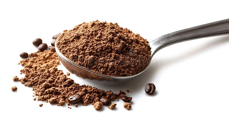 Spoon of Instant Coffee Powder with Coffee Beans Stock Illustration ...