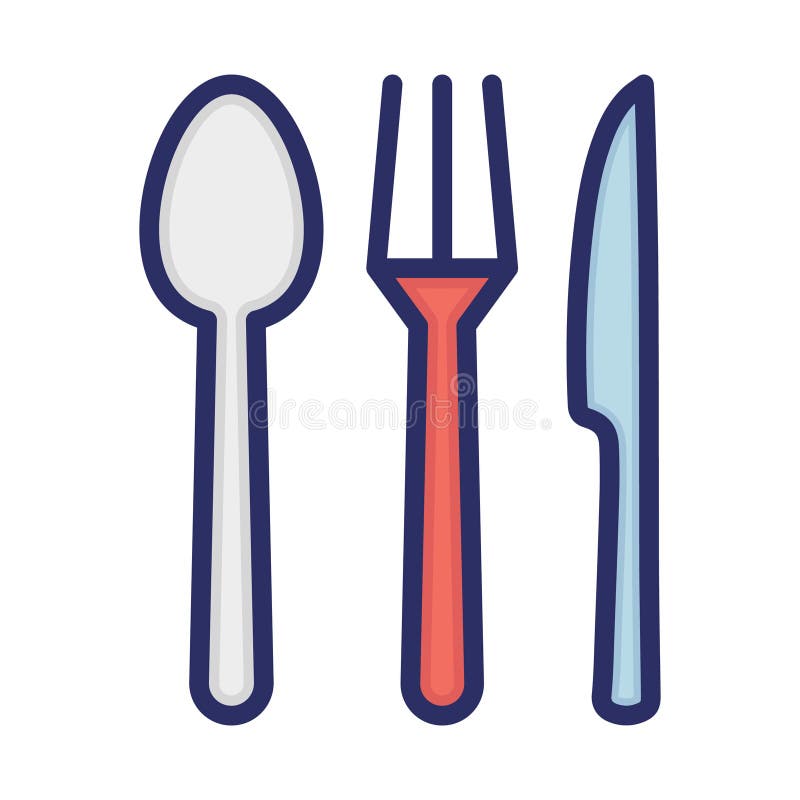 Spoon, Knife, Dinner, Fork Fully Editable Vector Icons Stock Vector ...