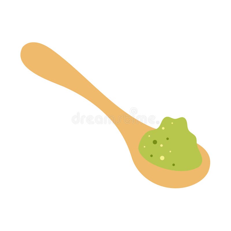 Spoon with Matcha Green Tea Powder. Vector Stock Illustration ...