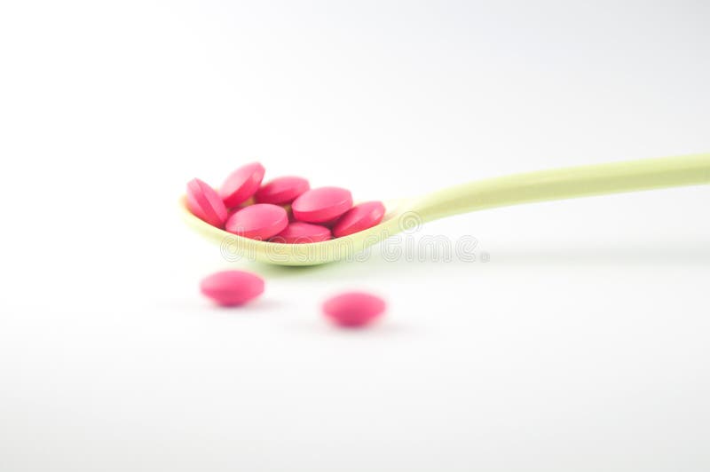 Spoon with medicine tablet stock image. Image of pain - 36859269