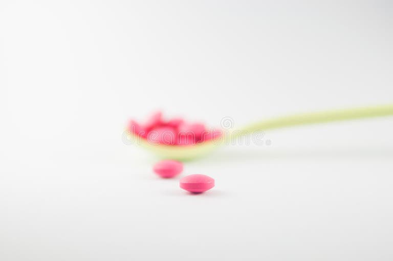 Spoon with medicine tablet stock photo. Image of prescription - 36859414