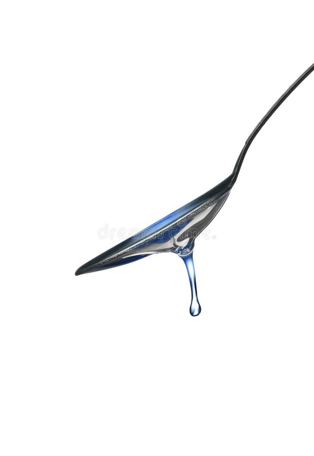 Spoon with Oil Drop Isolated Stock Photo - Image of liquid, bottle ...