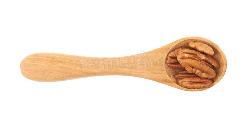 Spoon of Pecan Nuts Isolated Stock Photo - Image of object, isolated ...