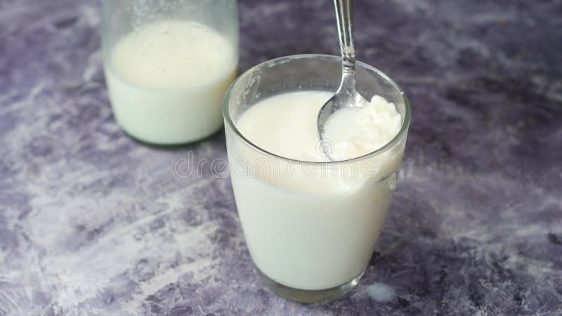 Spoon Pick Full Cream from a Milk Stock Video - Video of calcium ...